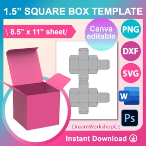 1.5 Square Truffle Box Template, SVG, DXF, Canva, Ms Word Docx, Png ...