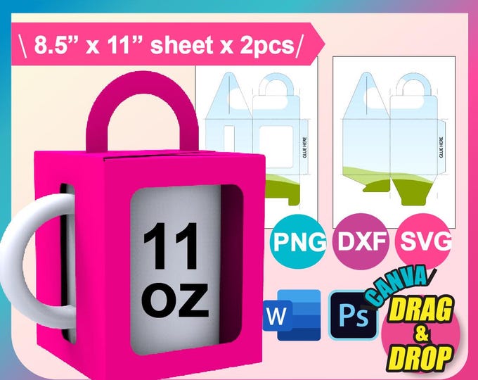 11oz Mug Box Template, Mux Box Svg, Cut Files, 11oz Mug Gift Box Svg ...