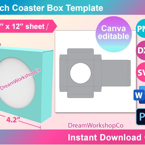 Cup Coaster Box Template Cut Files Cup Coaster Box Template - Etsy Canada