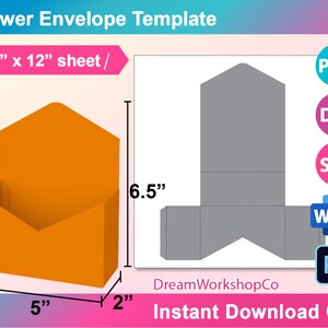 Flower Envelope Template Flower Envelope Box Template Blank - Etsy