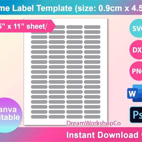 Name Label Template SVG DXF Canva Ms Word Docx Png Psd - Etsy