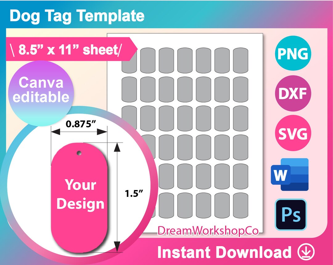 0.875 X 1 Dog Tag Template Dog Tag Template SVG - Etsy