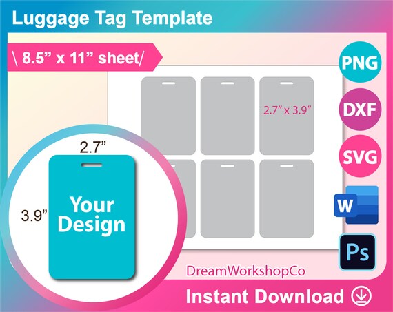 Luggage Tag Template Template for Sublimation Canva SVG - Etsy