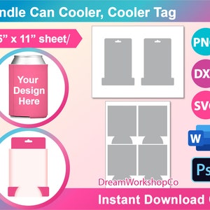 Bundle 12oz Can Cooler Hang Tag, 12oz Can Cooler Template, Beer Cooler ...