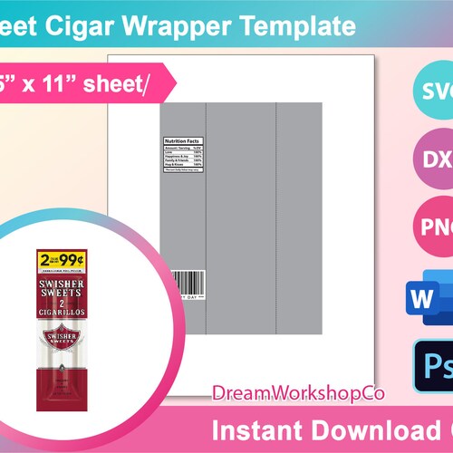 Cigar Wrapper Template Canva SVG DXF Ms Word Docx Png - Etsy