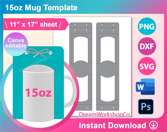 15oz Mug Holder Template Mug Box Template Mug Gift Box - Etsy