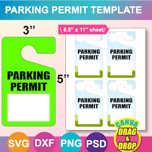 Parking Permit Tag Template, Parking Permit Hang Tag Template, SVG, DXF ...