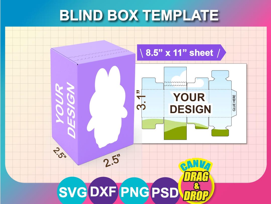 Blank Blind Box Template, Vinyl, SVG, DXF, Canva, PSD (instant Download ...