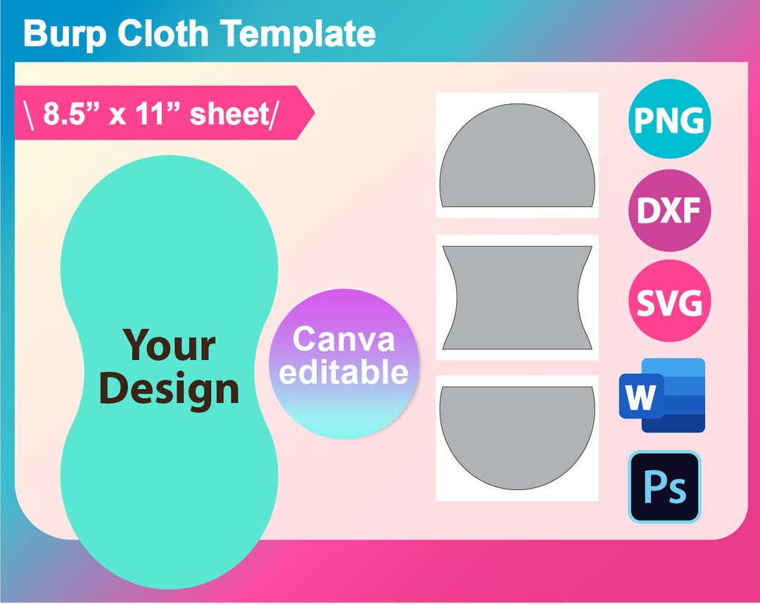 Baby Burp Cloth Template, Sublimation Template, 8.5 X 11 Sheet SVG, DXF ...