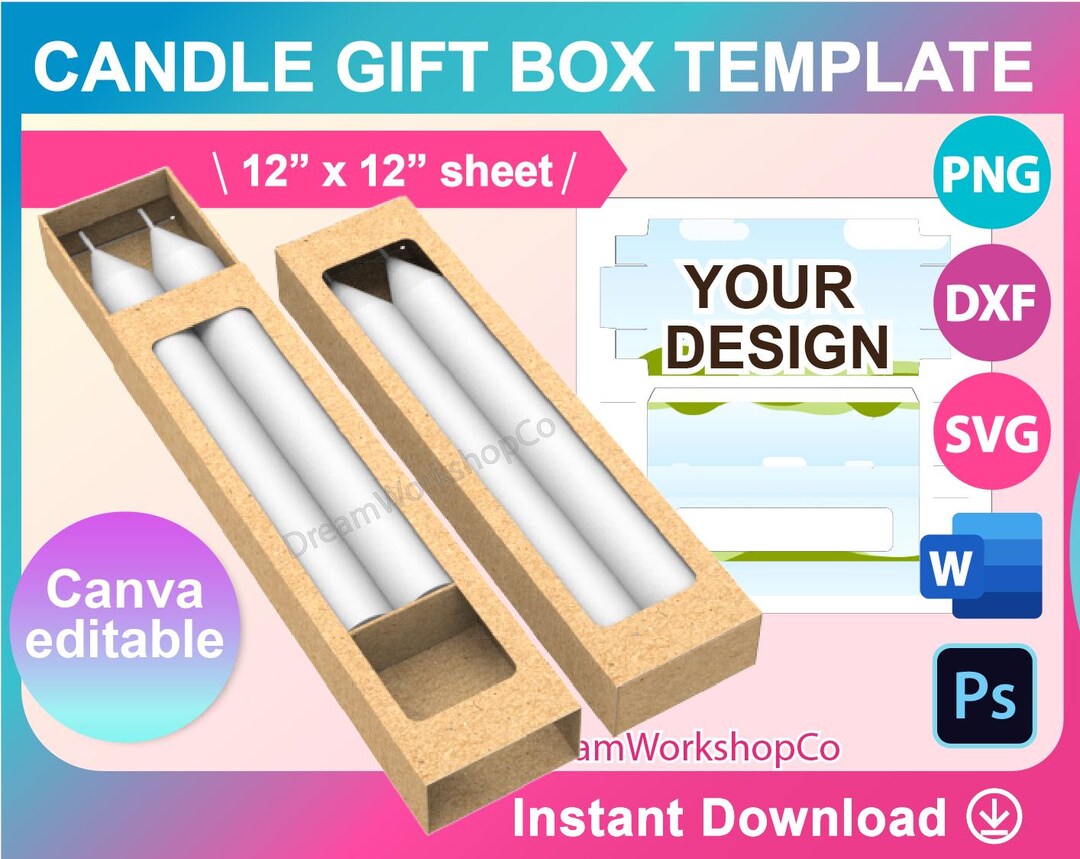 Candle Box Template (svg, Canva, Dxf, Png, Psd, Docx) - Etsy Canada