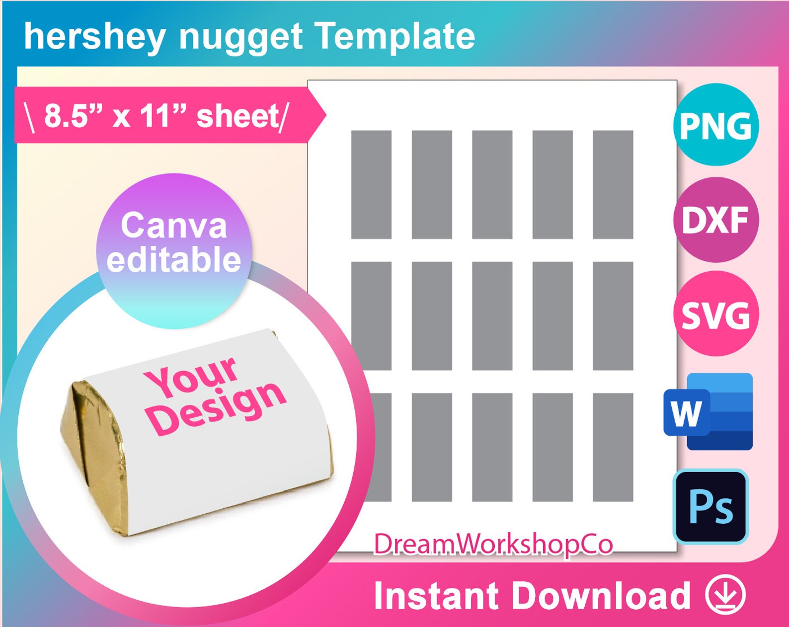 Nugget Mini Candy Wrapper Template, Nugget Mini Chocolate Wrapper ...
