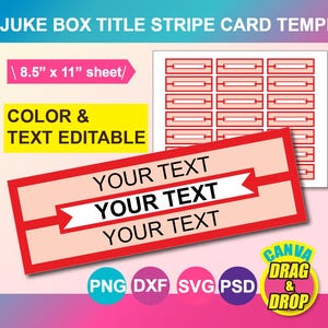 Jukebox Title Strip Template, Canva Editable 3"x1" Labels (digital ...
