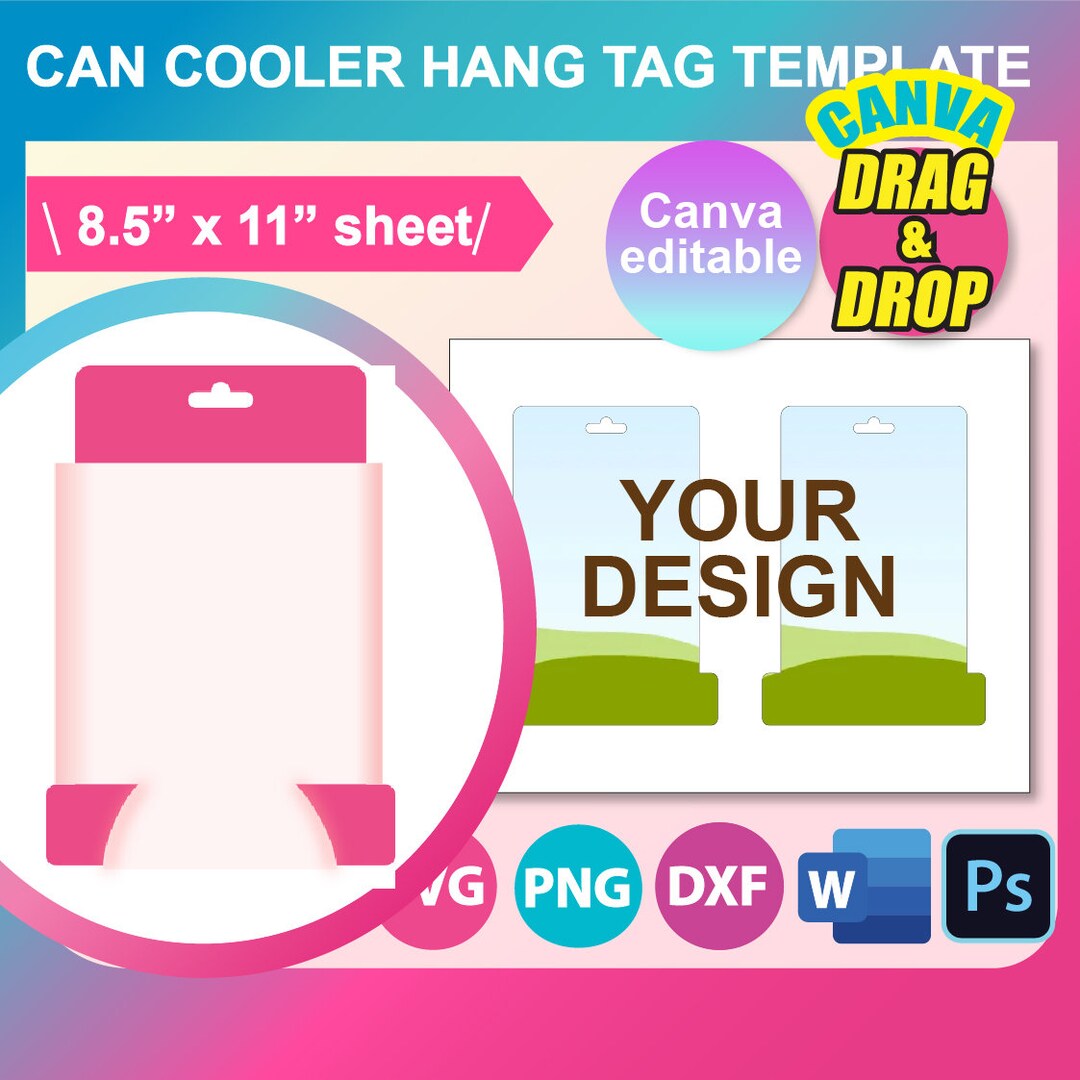 12oz Can Cooler Hang Tag, Beer Cooler Tag Template, Template, SVG, DXF ...