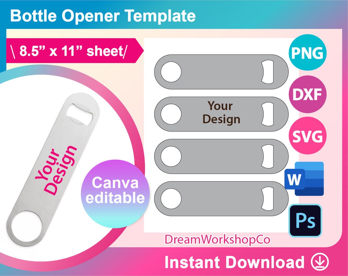 Flat Bottle Opener Template Sublimation Template Ms Word - Etsy