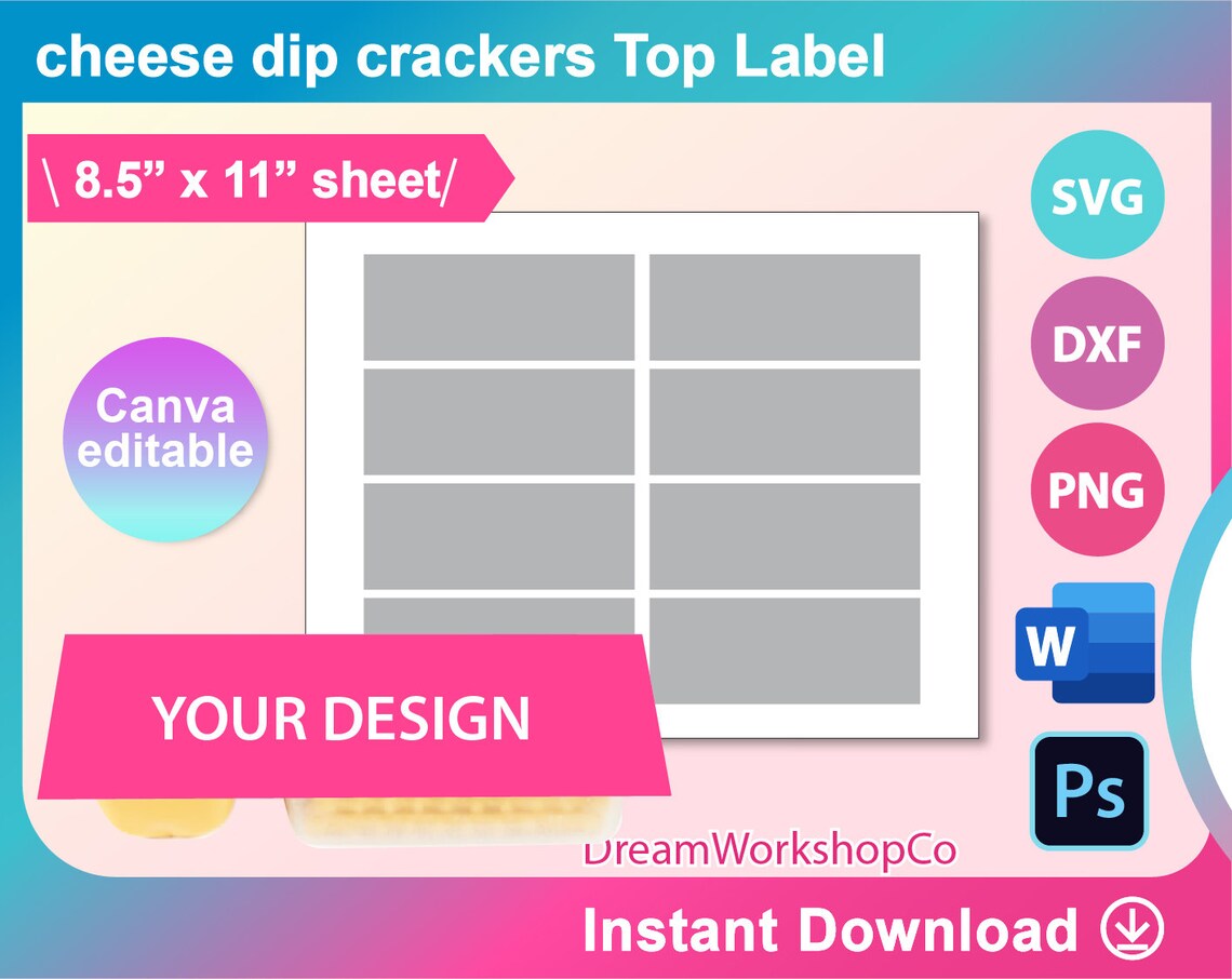 Cheese and Crackers Snacks Label Template PSD PNG and SVG - Etsy