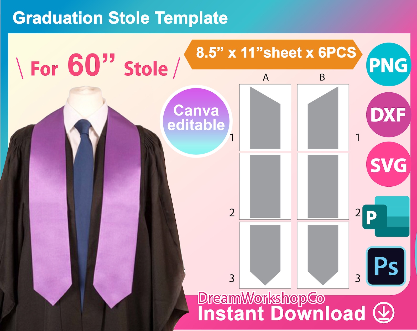 Stole Template Graduation Stole Template Stole Template SVG - Etsy