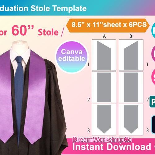 Graduation Stole Template Sheet SVG PNG PSD - Etsy Canada