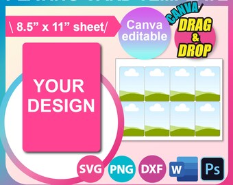 Wallet Card Template, SVG, DXF, Ms Word Docx, Png, Psd, 8.5x11 Sheet ...