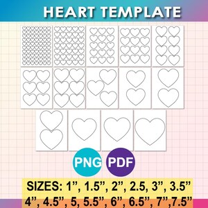14 Sizes, Heart Oultine Template, Heart Label, Cut Out, Kids Crafts ...