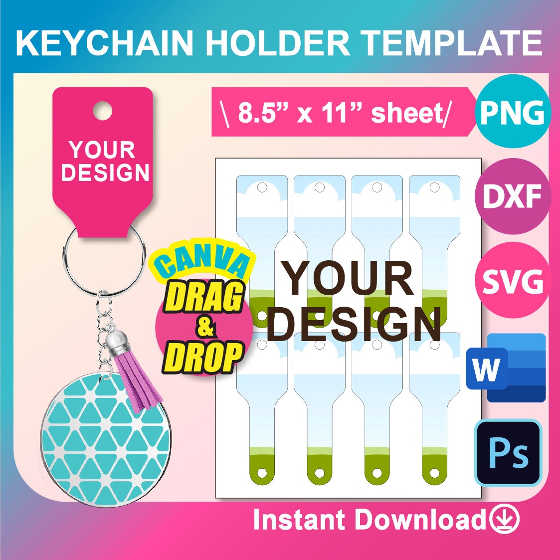 Jewelry Tag Template, Keyring Display Card Template, Keychain Holder ...