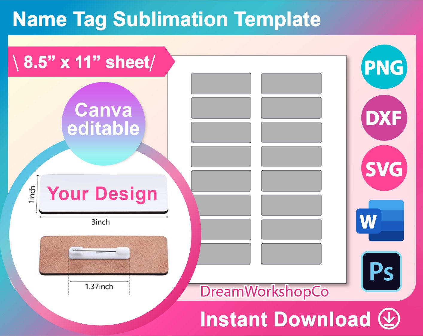 Blank Name Tag Template Word