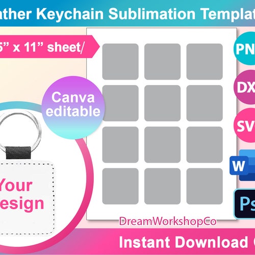 Square Keychain Template Sublimation Template SVG Canva - Etsy