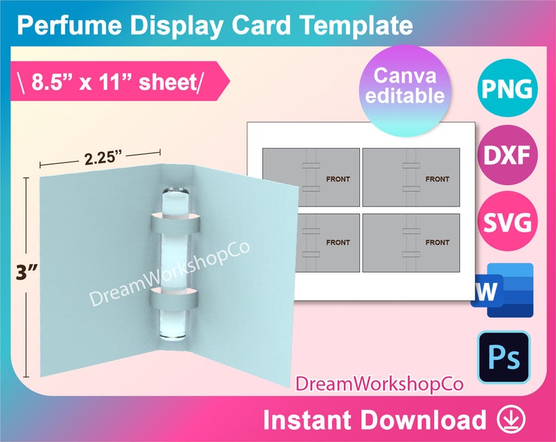 Perfume Sample Display Card Template Perfume Display Card - Etsy