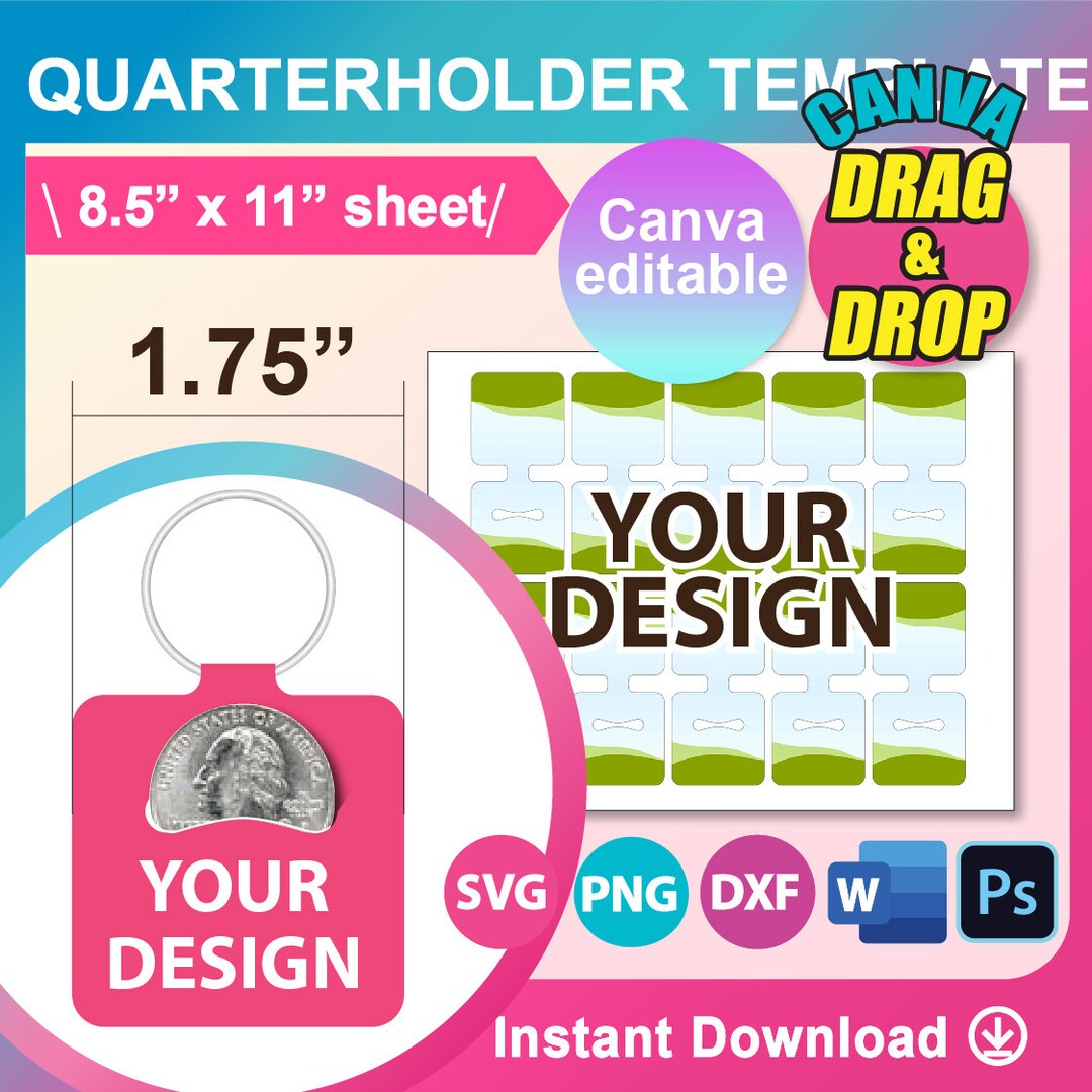 Coin Holder, Quarter Holder Template, Canva, SVG, DXF, Ms Word, Png ...