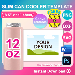 12oz Slim Can Cooler Template: Sublimation Design (digital Download) - Etsy