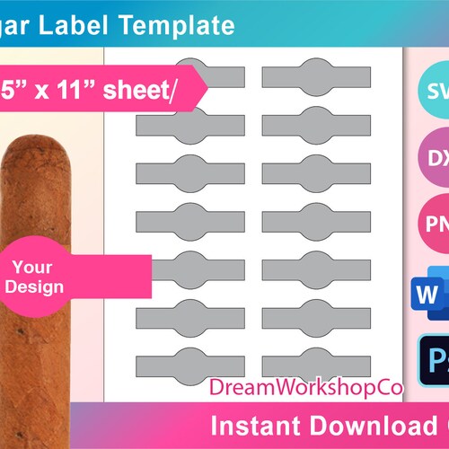 Cigar Wrapper Template Cigar Label Template SVG Canva DXF - Etsy