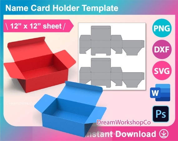 Business Card Box Template Blank Template SVG DXF Ms Word - Etsy
