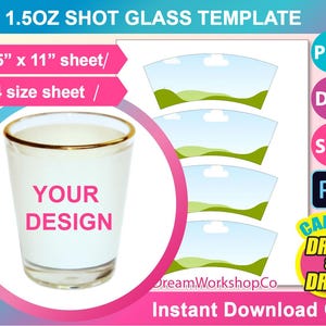 1.5oz Shot Glass Template, Sublimation, Ms Word, Canva, PSD, PNG, SVG ...