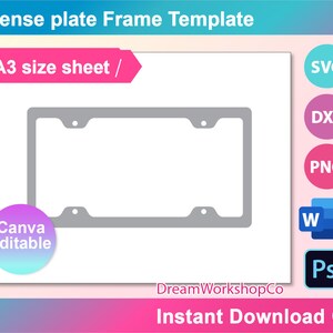 Car License Plate Frame Template, Sublimation, License Plate Template ...