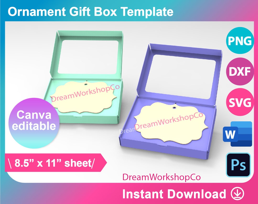 Ornament Box Template, Ornament Gift Box Template, Ceramic Ornament Box ...