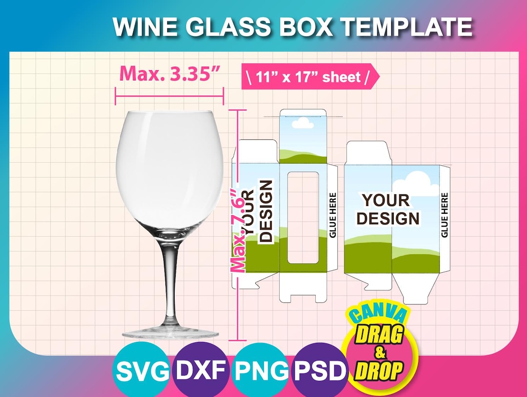 Wine Glass Box Template, Canva, SVG, PNG, Psd, (digital Download) - Etsy