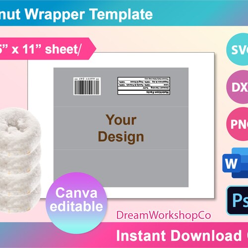 Donut Wrapper Template 4pcs Donut Wrapper Template SVG DXF - Etsy