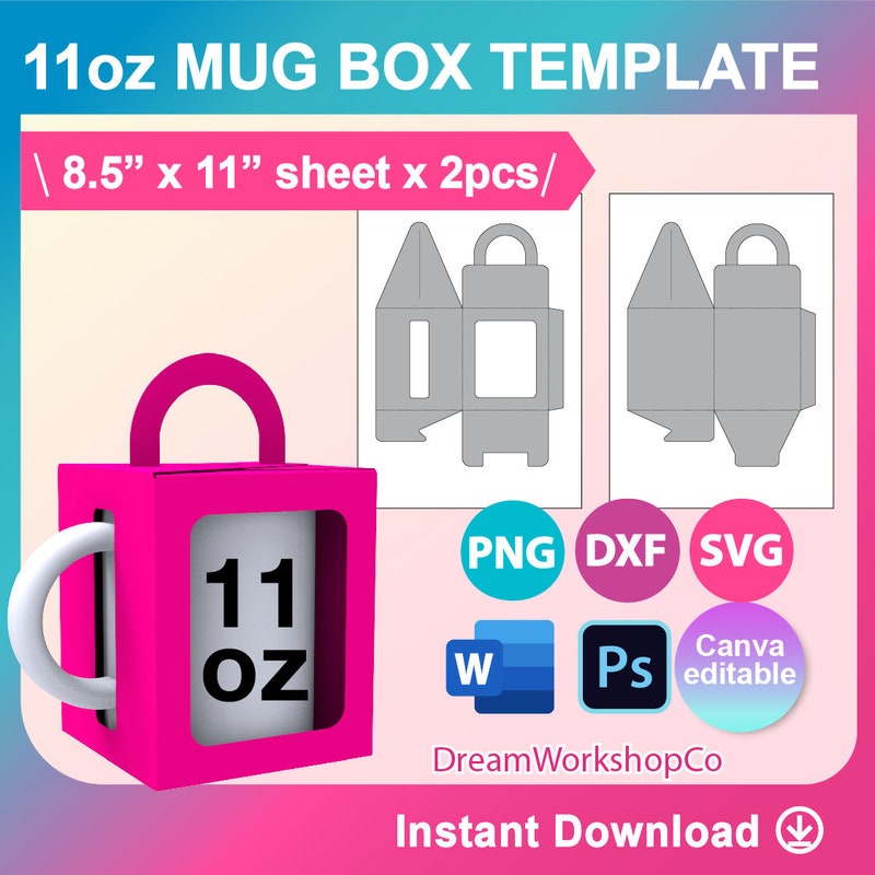 Mug Box Template - Etsy