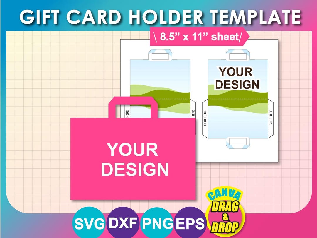 Gift Card Holder Template, Gift Card Bag Template, SVG, Canva, DXF, Png ...