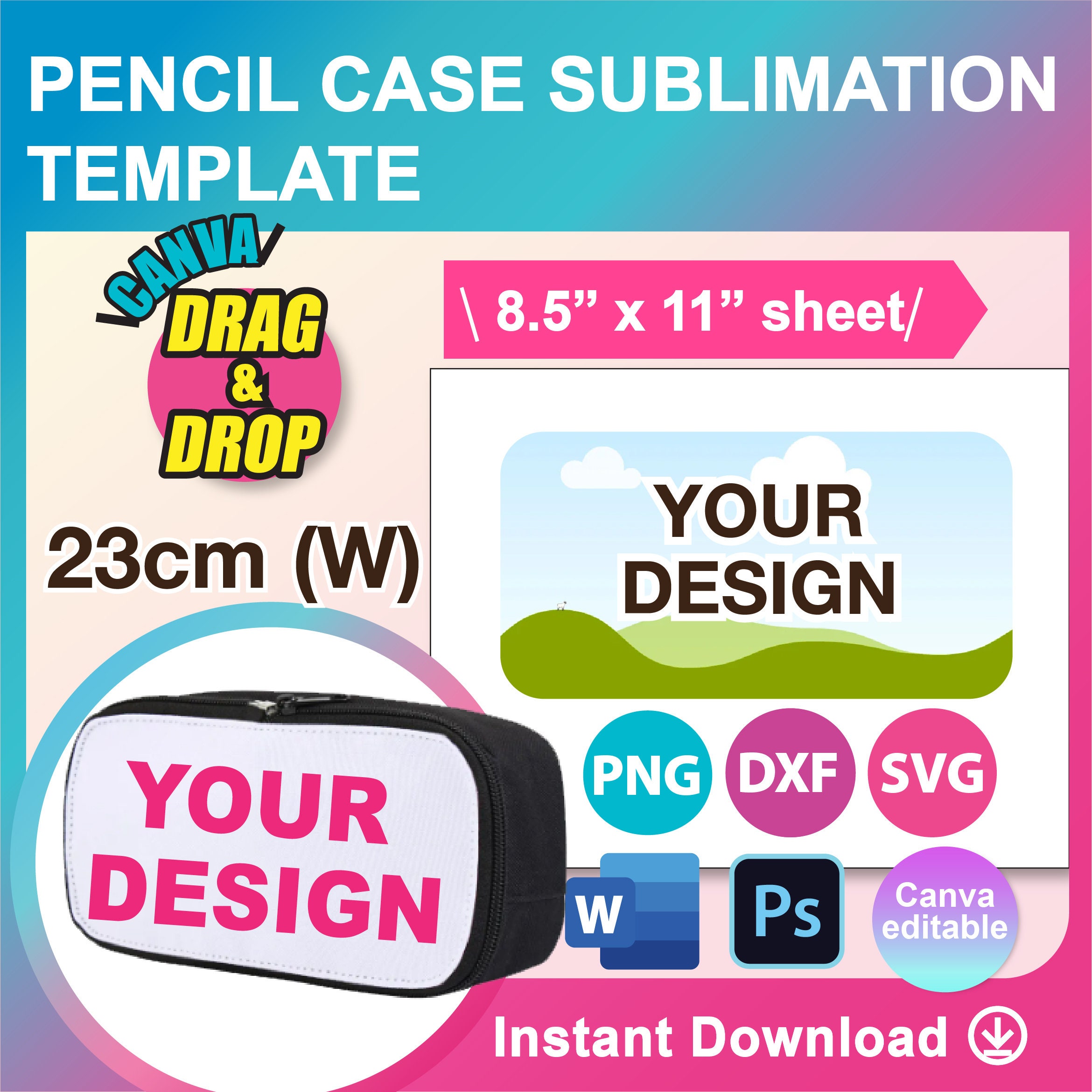 Pencil Box Sublimation Template: Back to School Design, Canva, SVG, PNG ...