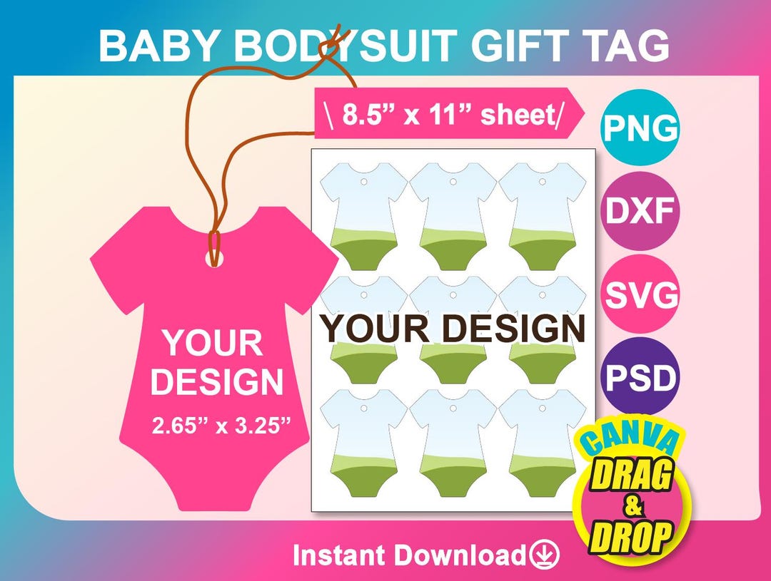 Baby Gift Tag, Baby Shower Gift Tags, Baby Bodysuit Template, Baby ...