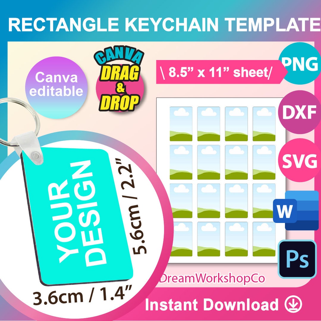 Rectangle Keychain Template: Sublimation Design (digital Download) - Etsy