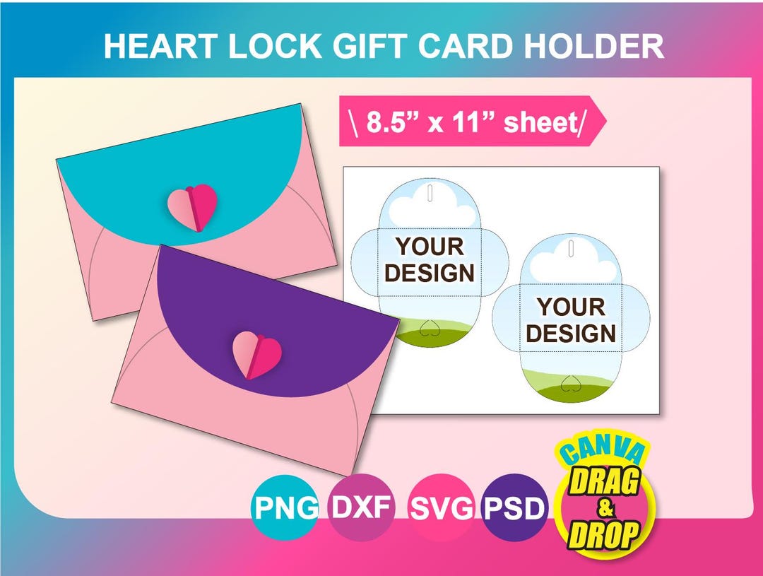 Heart Clasp Gift Card Envelope Template, Heart Closure Envelope, Coffee ...