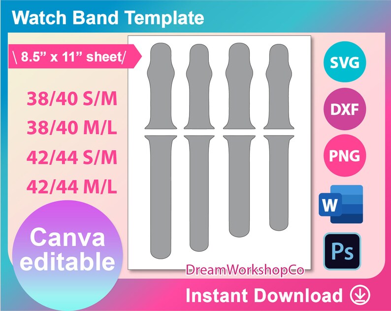 Iwatch Band Svg. Watch Band Jig Template for Sublimation, SVG, Canva ...