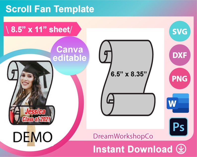 Scroll Fan Template PSD SVG DXF Ms Word Docx Canva Png - Etsy