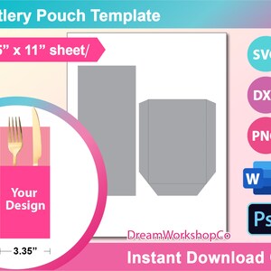 Cutlery Pouch Template Cutlery Set Template Cutlery Paper - Etsy