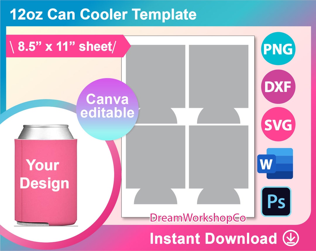 12oz Can Cooler Template Beer Cooler Template Bottle Cooler - Etsy