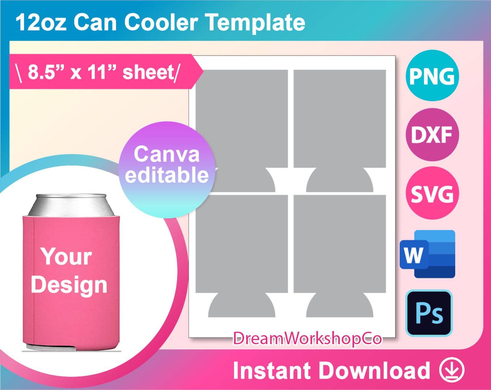 12oz Can Cooler Template Beer Cooler Template Bottle Cooler - Etsy