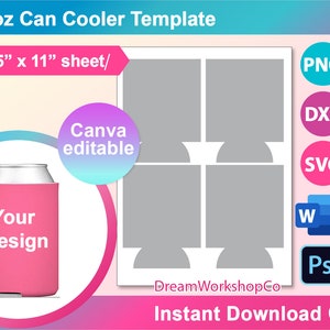 12oz Can Cooler Template, Beer Cooler Template, Bottle Cooler Template ...