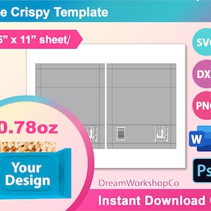0.78oz Rice Crispy Template Rice Crispy Wrapper Template - Etsy