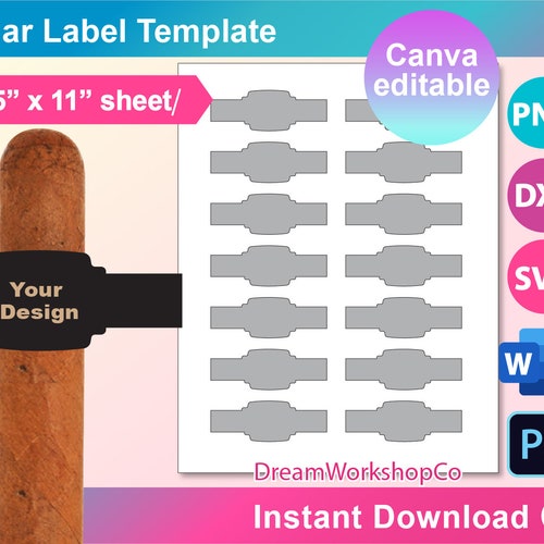 Cigar Wrapper Template SVG DXF Canva Ms Word Docx Png - Etsy